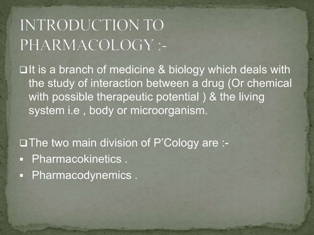 Pharmacology Introduction | PPT