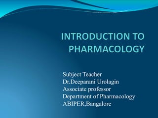 Pharmacology introduction pptx | PPT