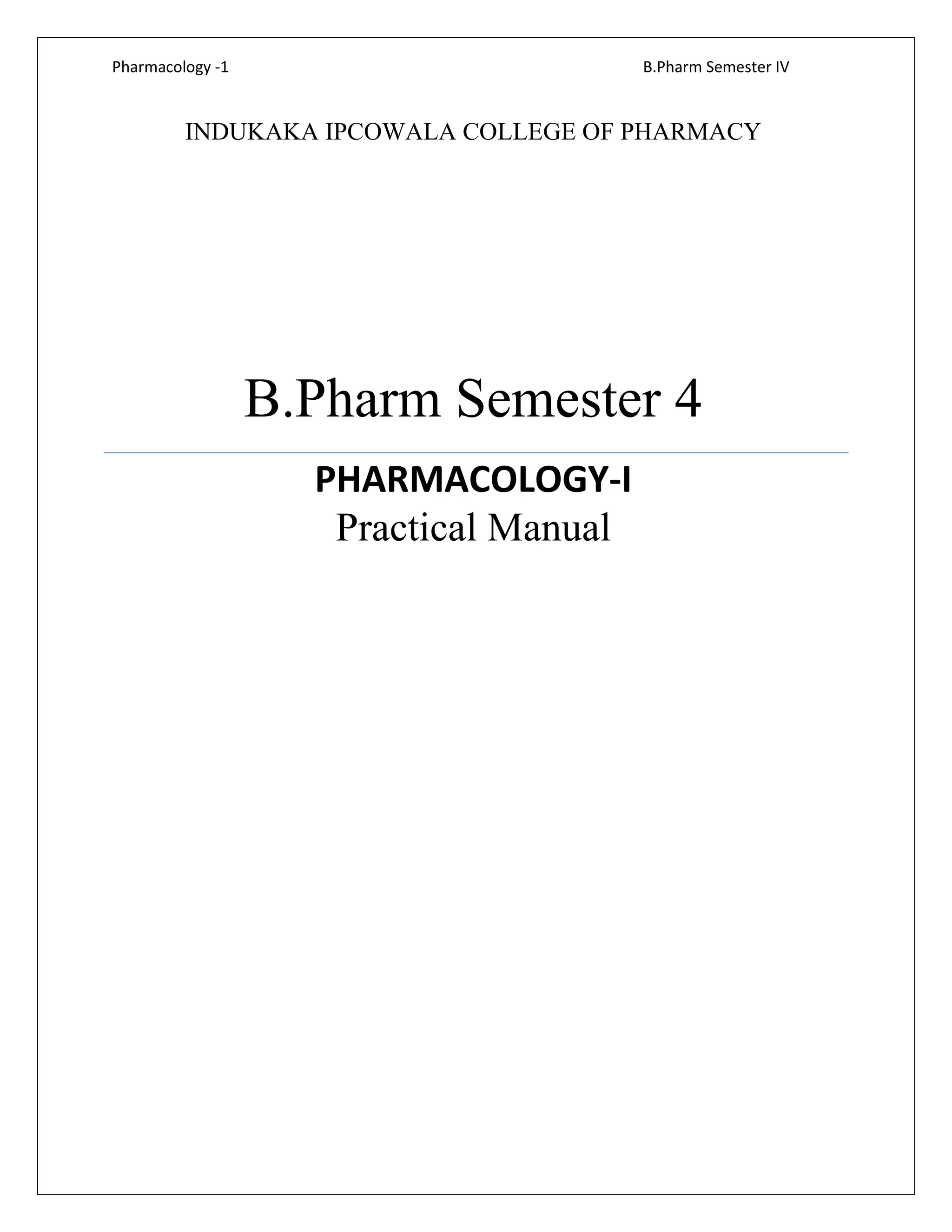 Pharmacology-I_sem-4_RDP lab manual | PDF