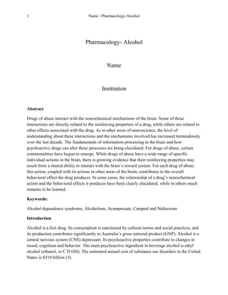 Pharmacology alcohal | PDF