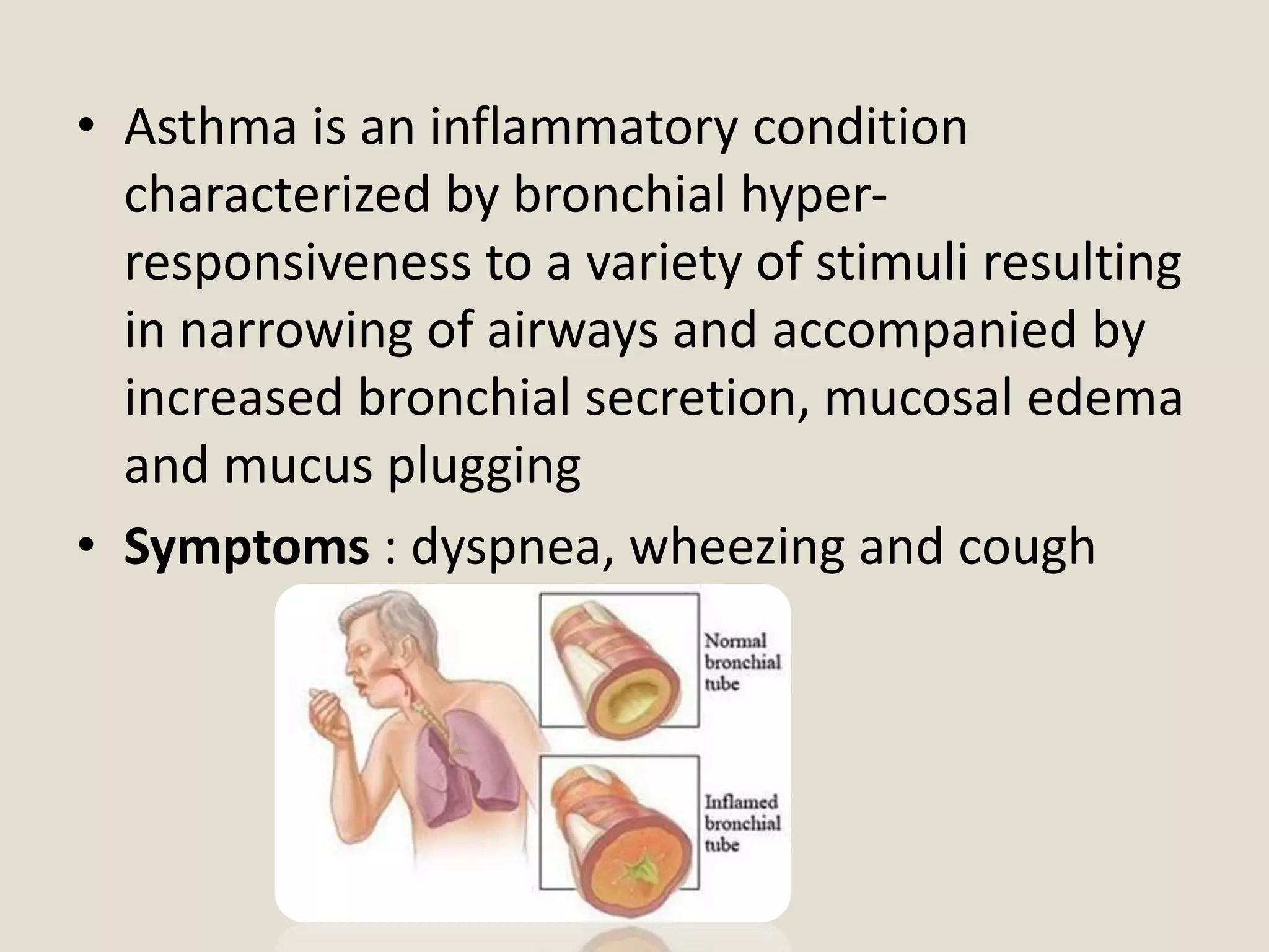 Pathophysiology of asthma and drugs used to treat asthma | PPTX