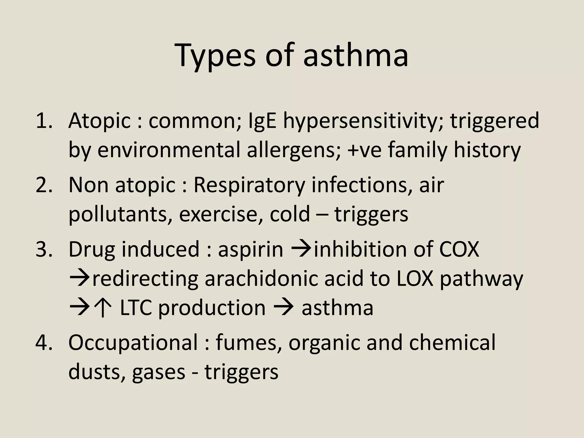 Pathophysiology of asthma and drugs used to treat asthma | PPTX