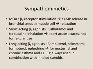 Pathophysiology of asthma and drugs used to treat asthma | PPTX