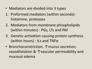 Pathophysiology of asthma and drugs used to treat asthma | PPTX