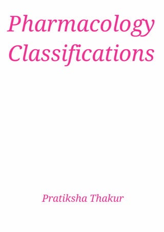 Pharmacology Classifications | PDF