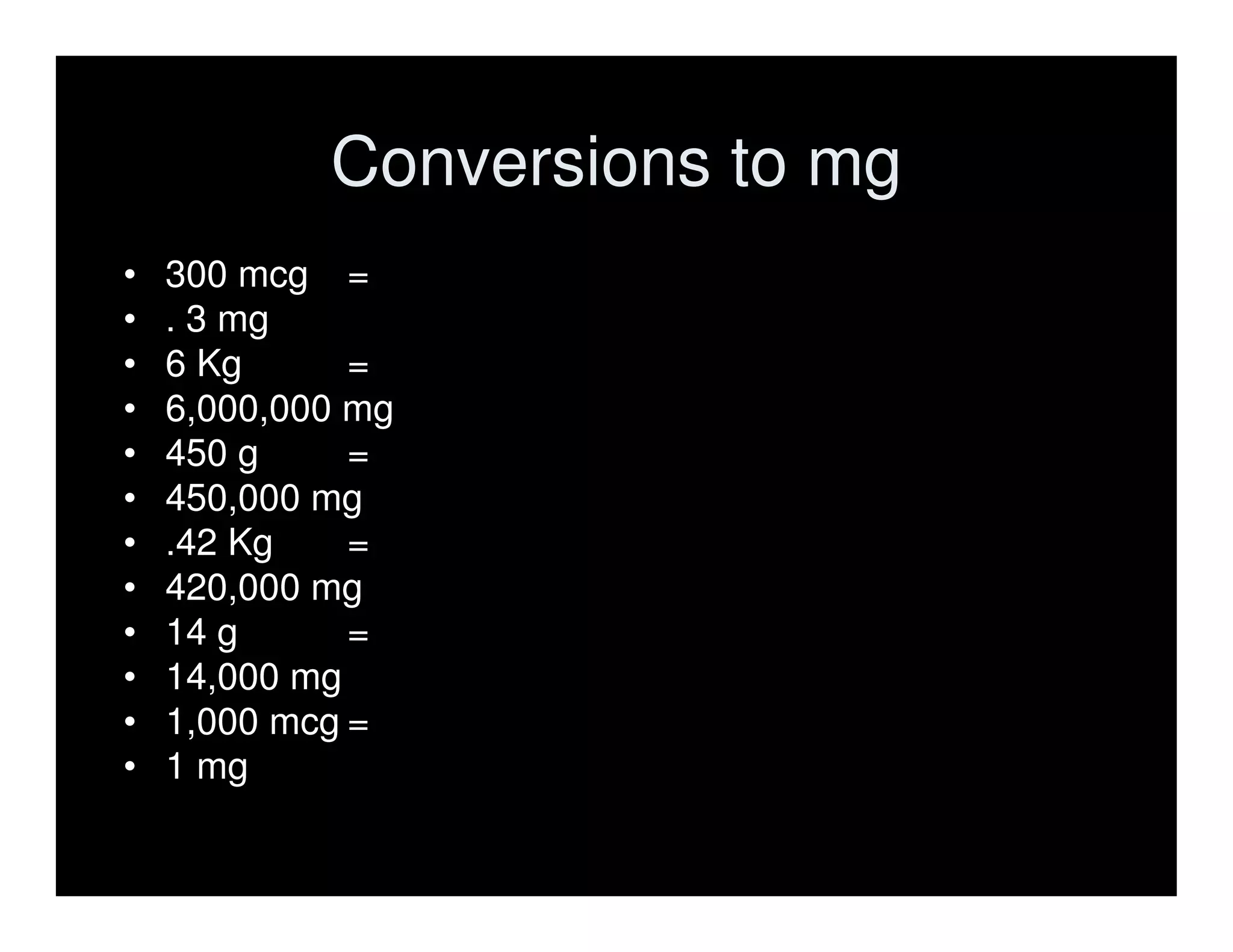 Pharmacology drug dosage calculations | PDF