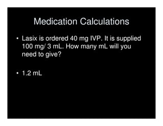 Pharmacology drug dosage calculations | PDF