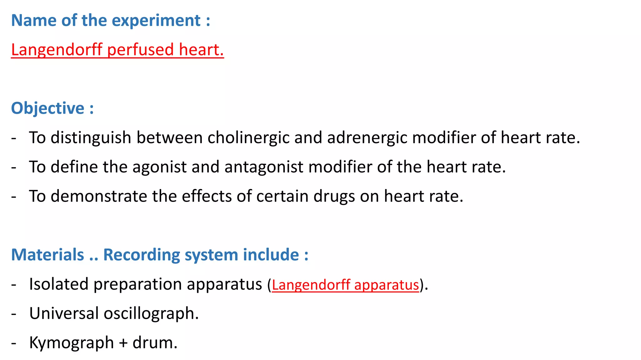 Pharmacology (effects of drugs on isolated perfused heart) | PDF