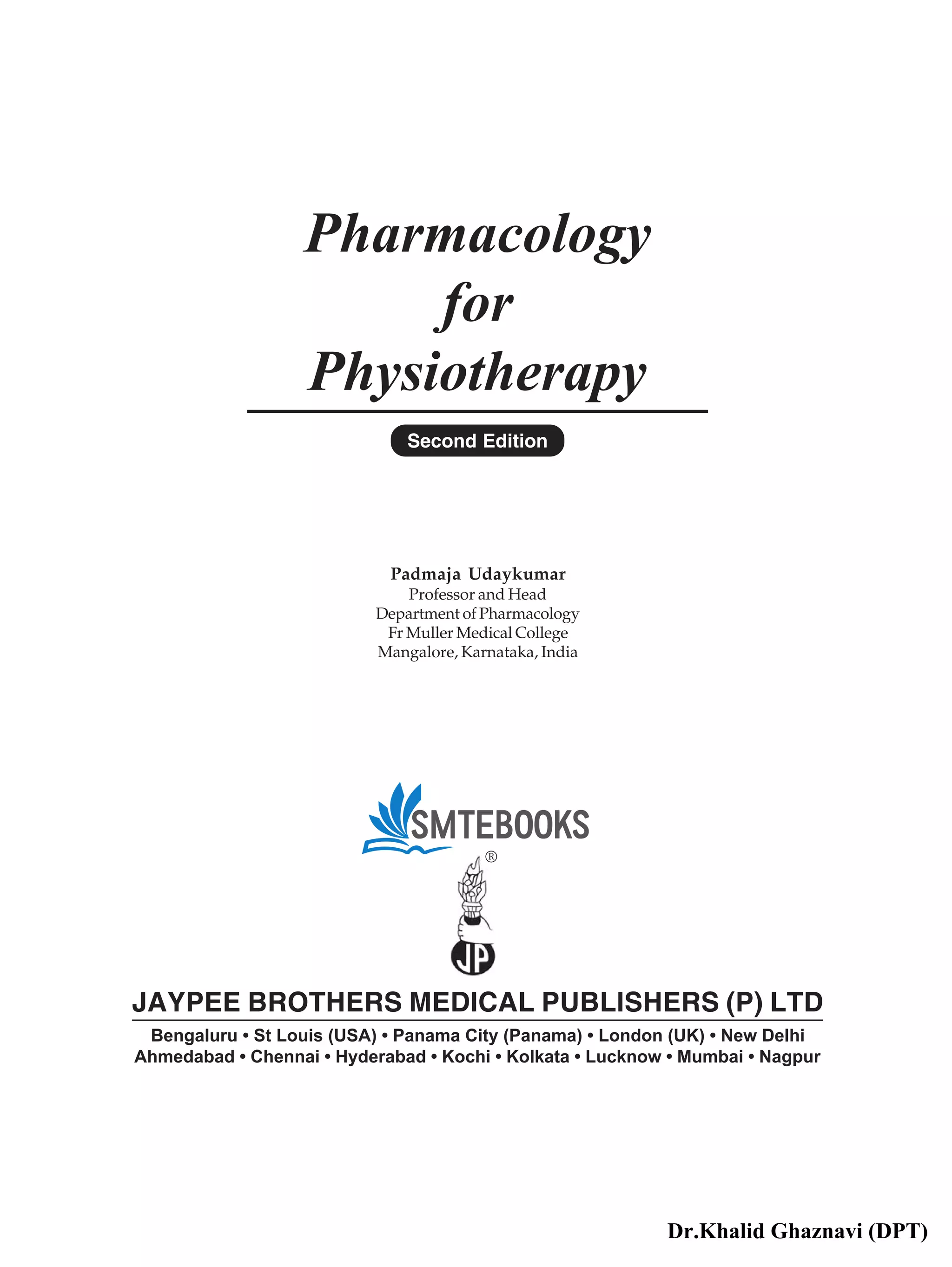 Pharmacology for Physiotherapy Book By Padmaja Udaykumar Second Edition ...