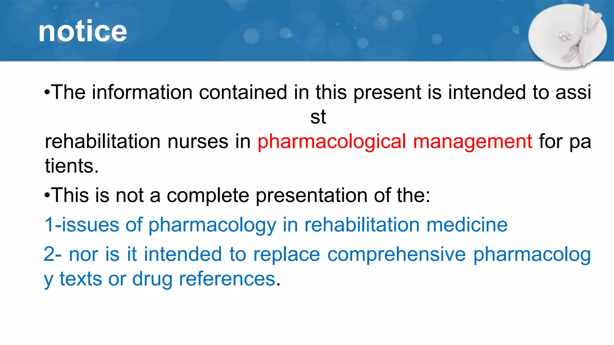 Pharmacology for rehablitition nursing in geriartic | PPTX