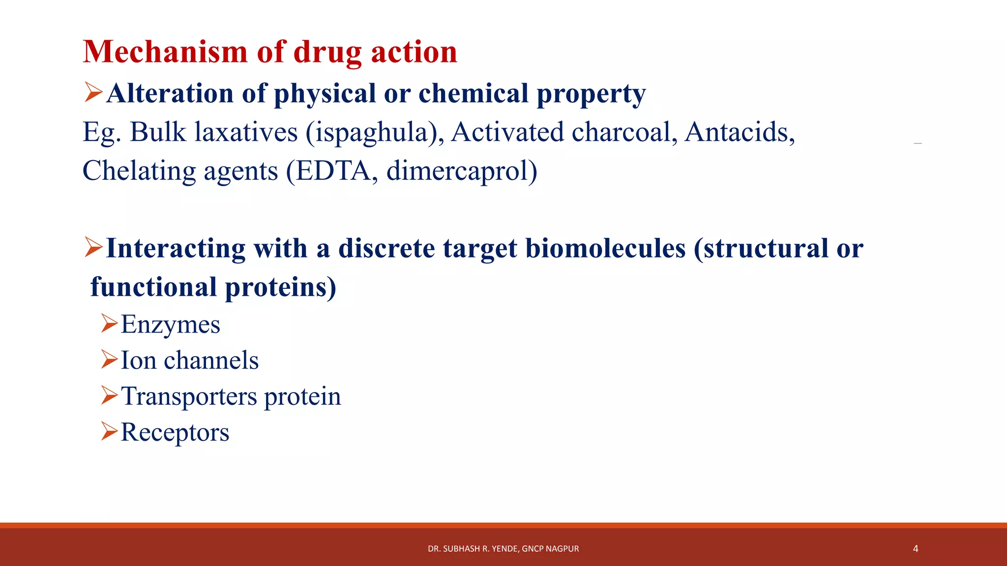 Pharmacology I pharmacodynamics I (Mechanism of Drug Action) | PPTX