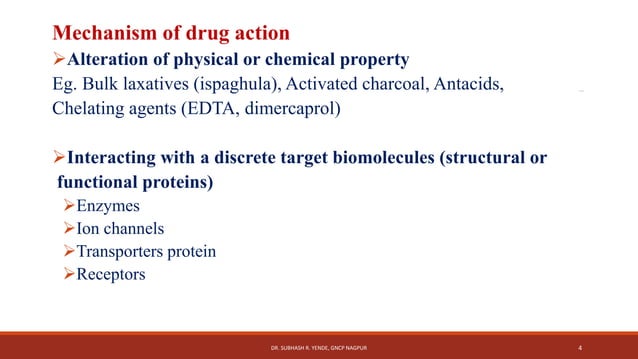 Pharmacology I pharmacodynamics I (Mechanism of Drug Action) | PPTX