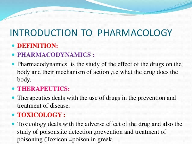 Pharmacology Definition
