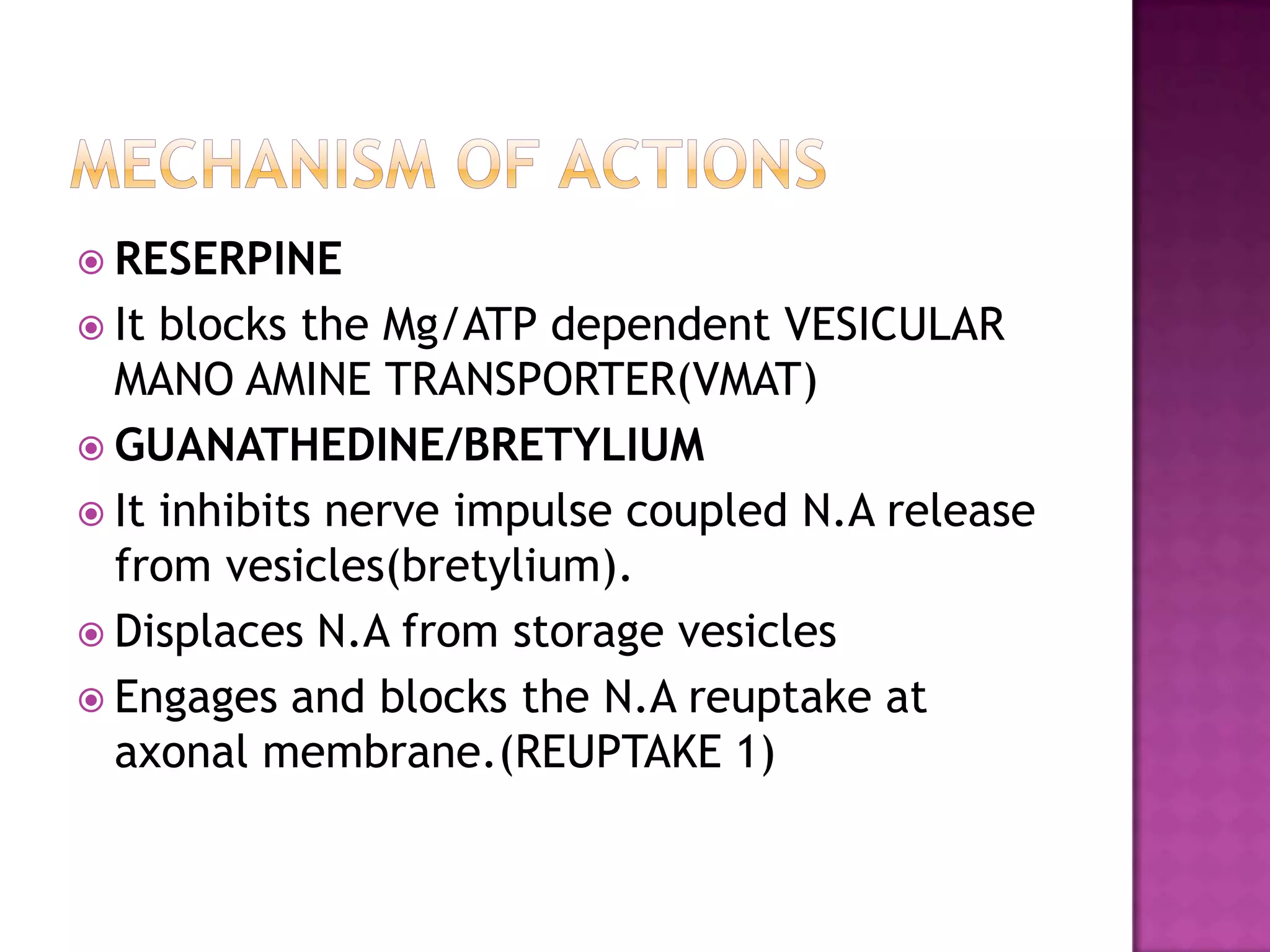 Pharmacology of adrenergic neuron blockers | PPTX