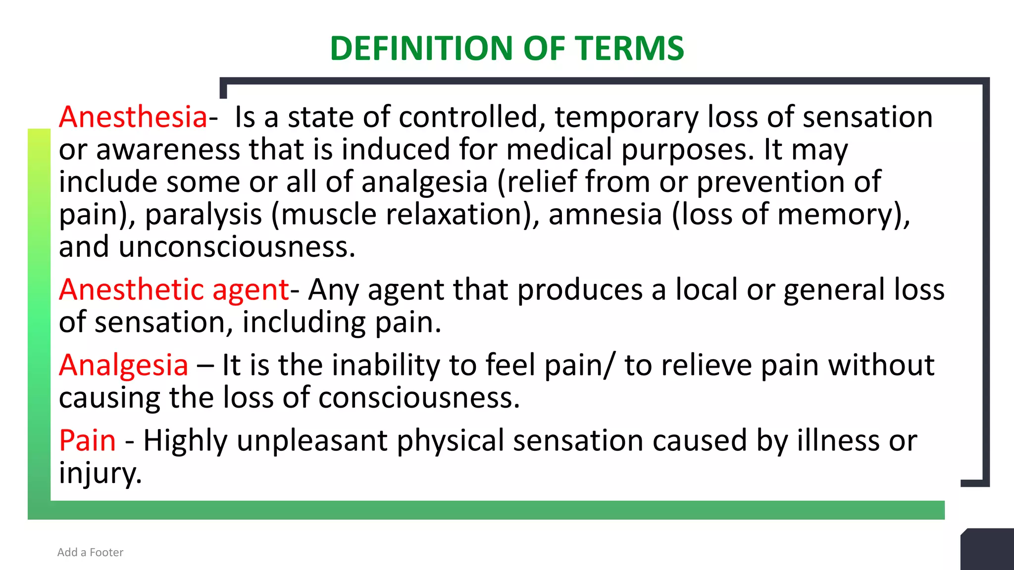 Pharmacology of anesthesia | PPTX