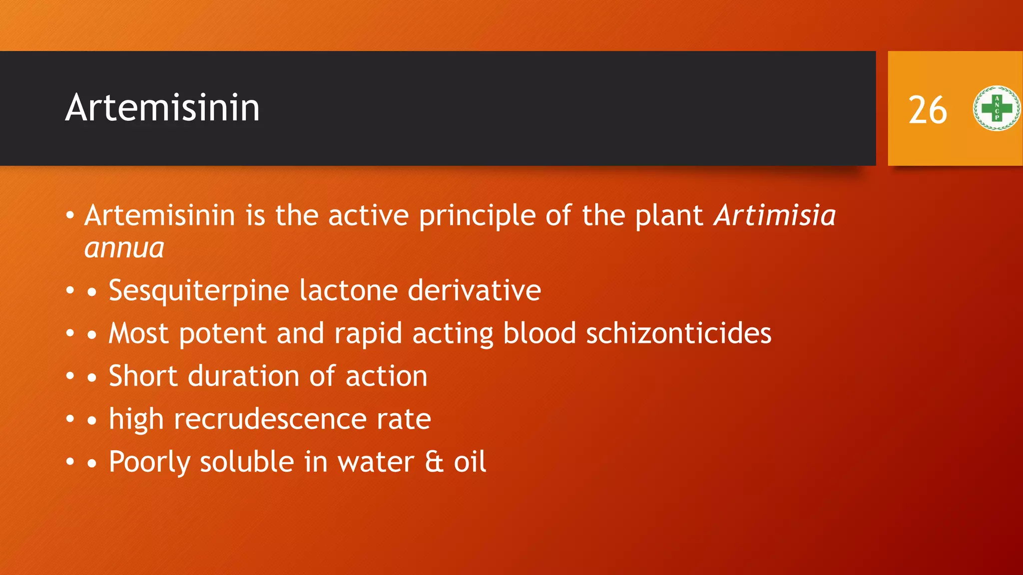 Pharmacology of anti malarial drugs | PPTX