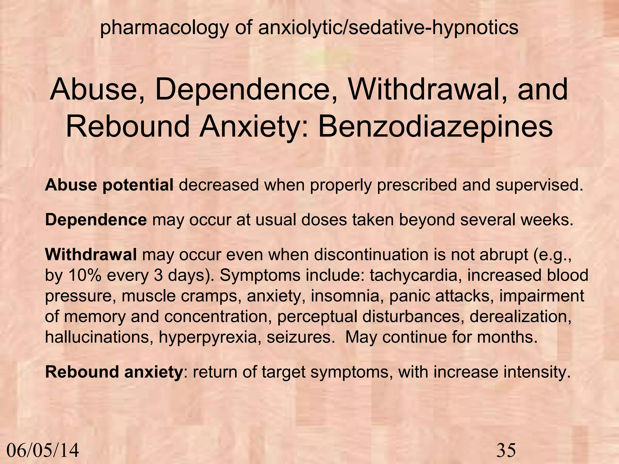 Pharmacology of anxiolytic -sedative-hypnotics (2) | PPT