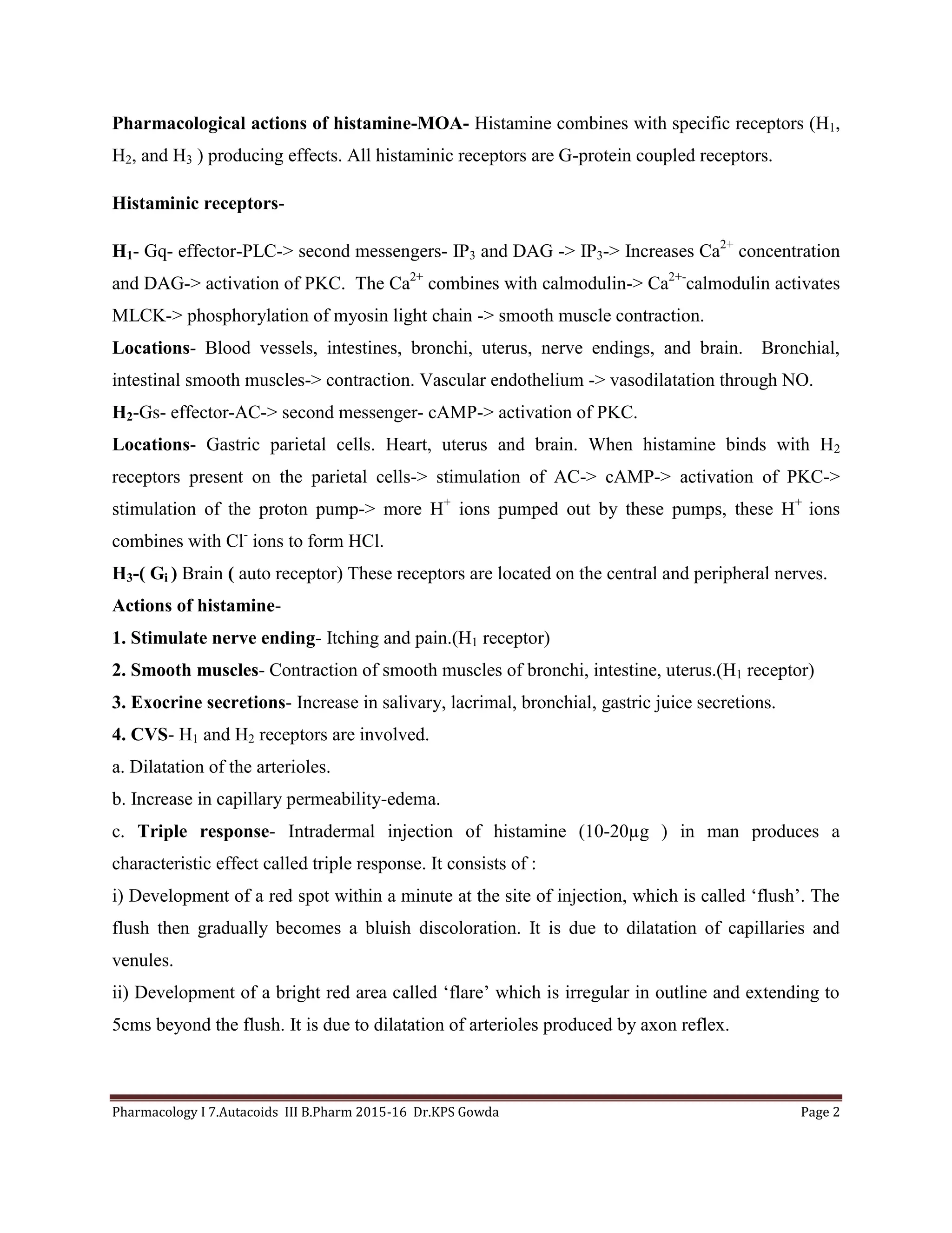 Pharmacology of autacoids | PDF