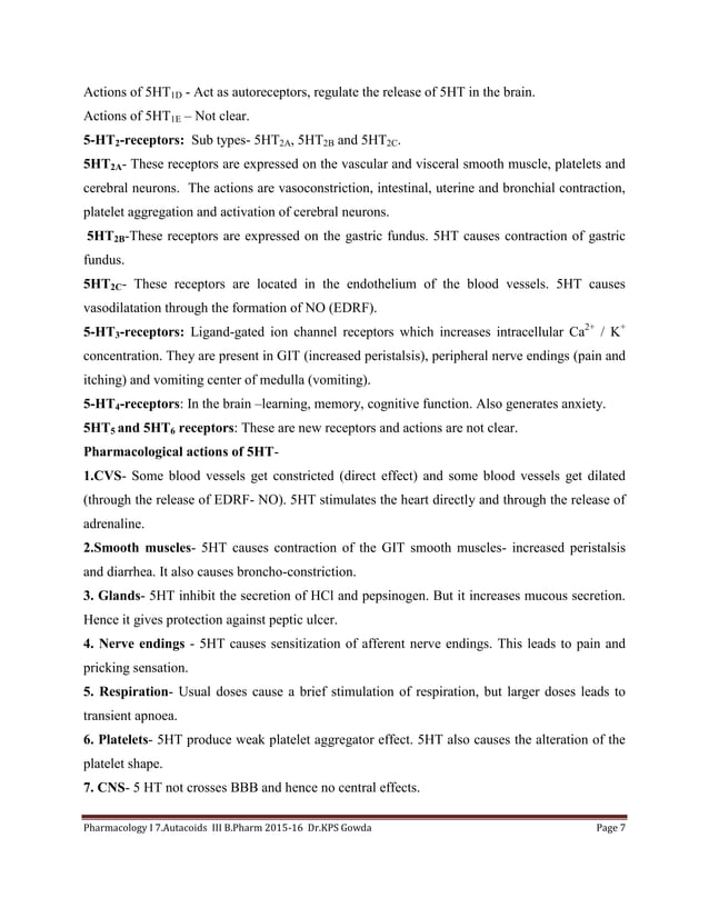 Pharmacology of autacoids | PDF