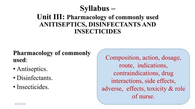 Pharmacology of commonly used antisep, disinfect, insecticide | PPTX