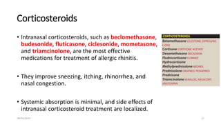 Pharmacology of drugs for allergic rhinitis and common.pptx