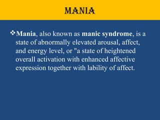 Pharmacology of drugs used in mania | PPT