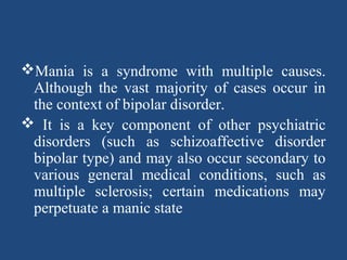 Pharmacology of drugs used in mania | PPT