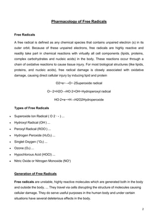 Pharmacology of free radicals | PDF