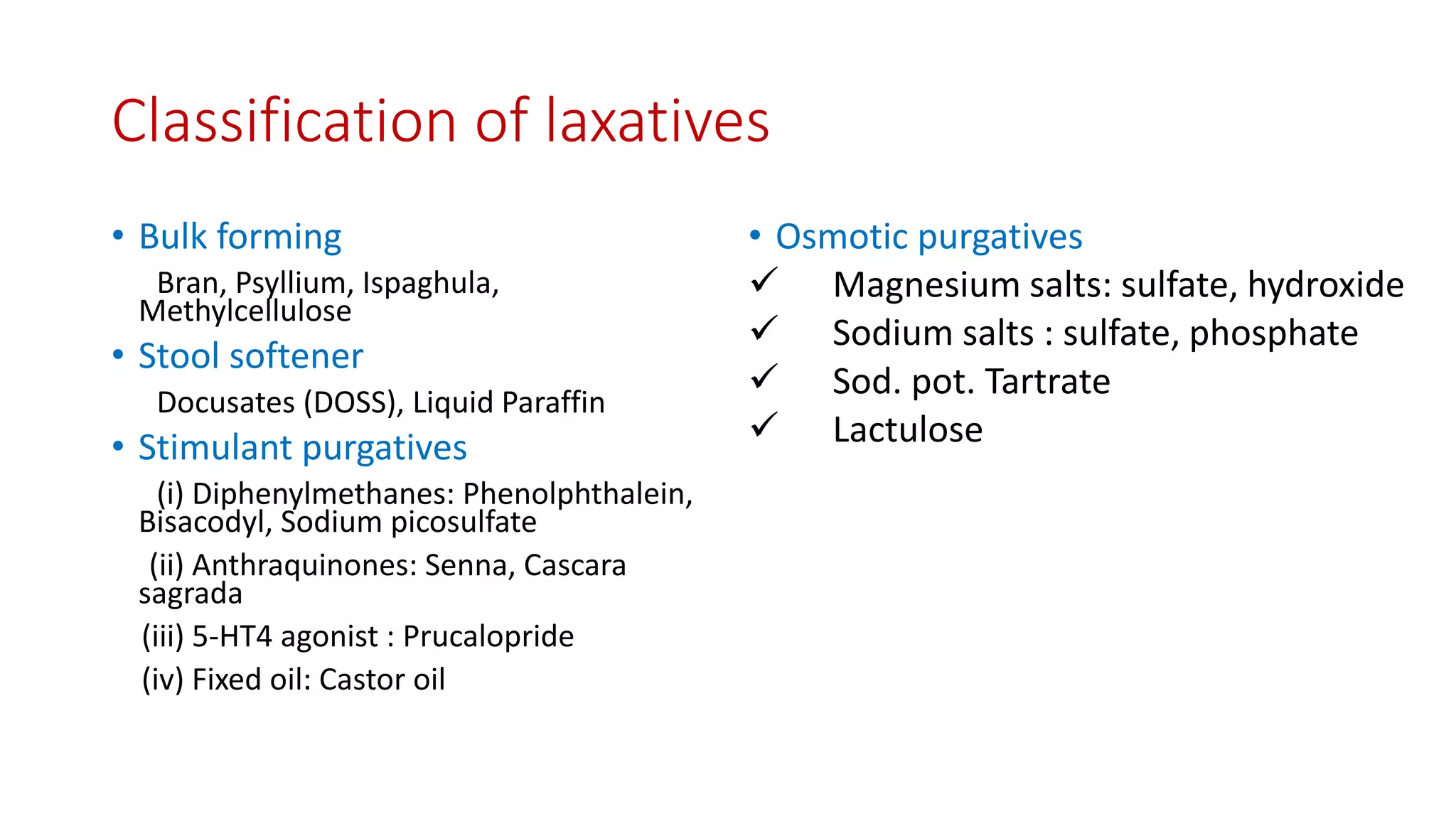 Pharmacology of laxatives & antidiarrhoeal drugs | PPTX
