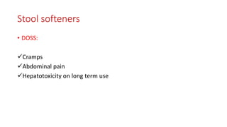 Pharmacology of laxatives & antidiarrhoeal drugs | PPTX