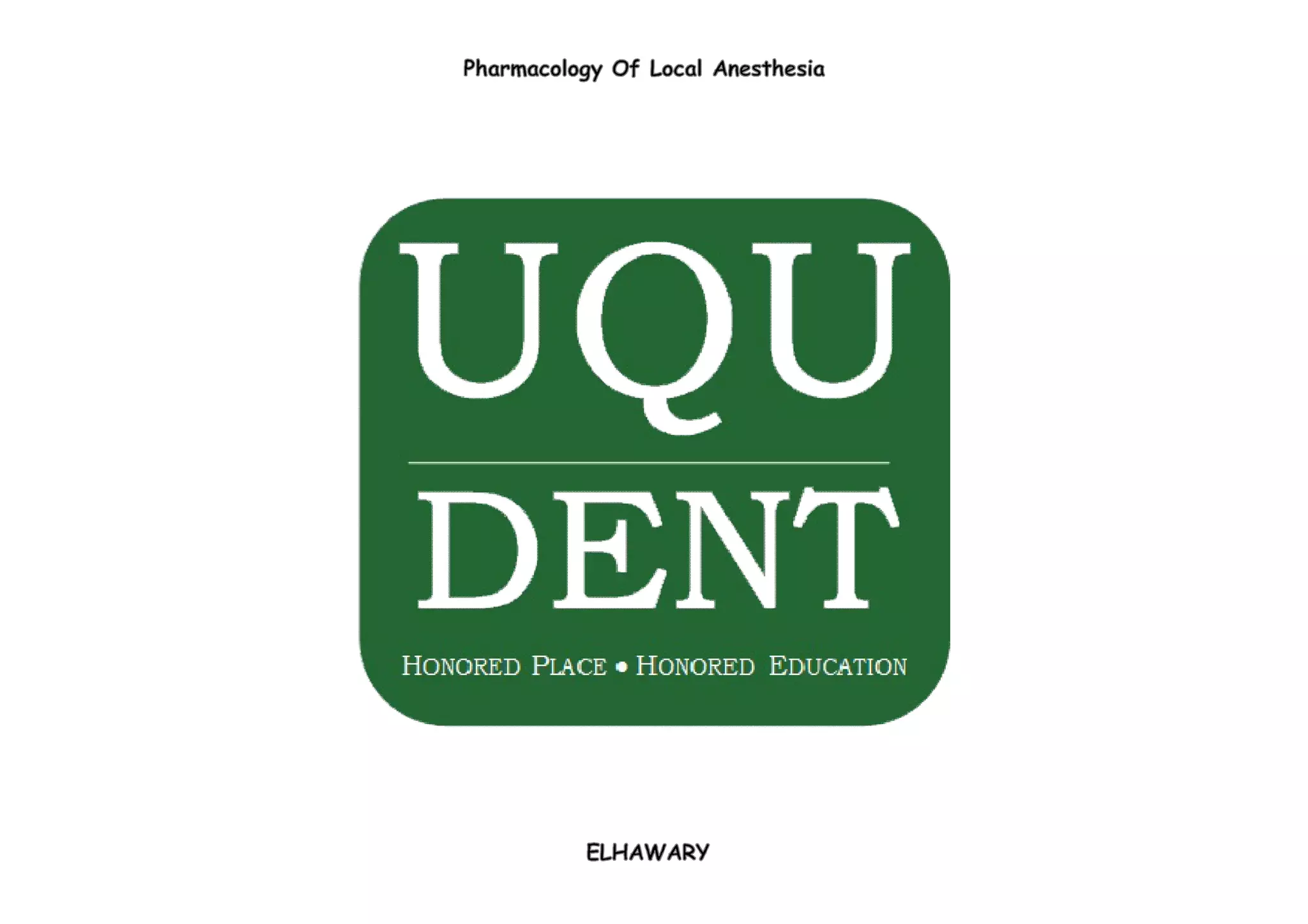 Contents of the dental carpule - Pharmacology of local anesthesia | PDF