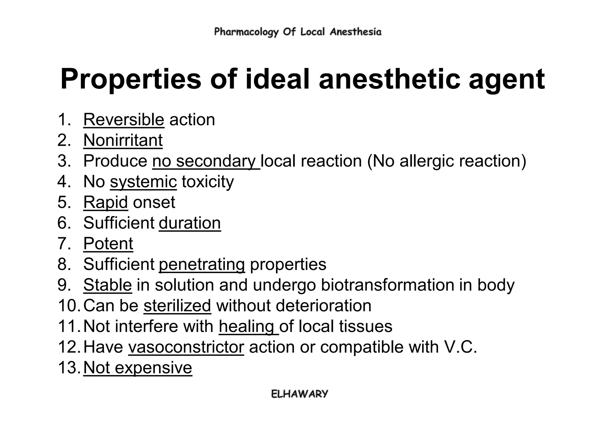 Contents of the dental carpule - Pharmacology of local anesthesia | PDF