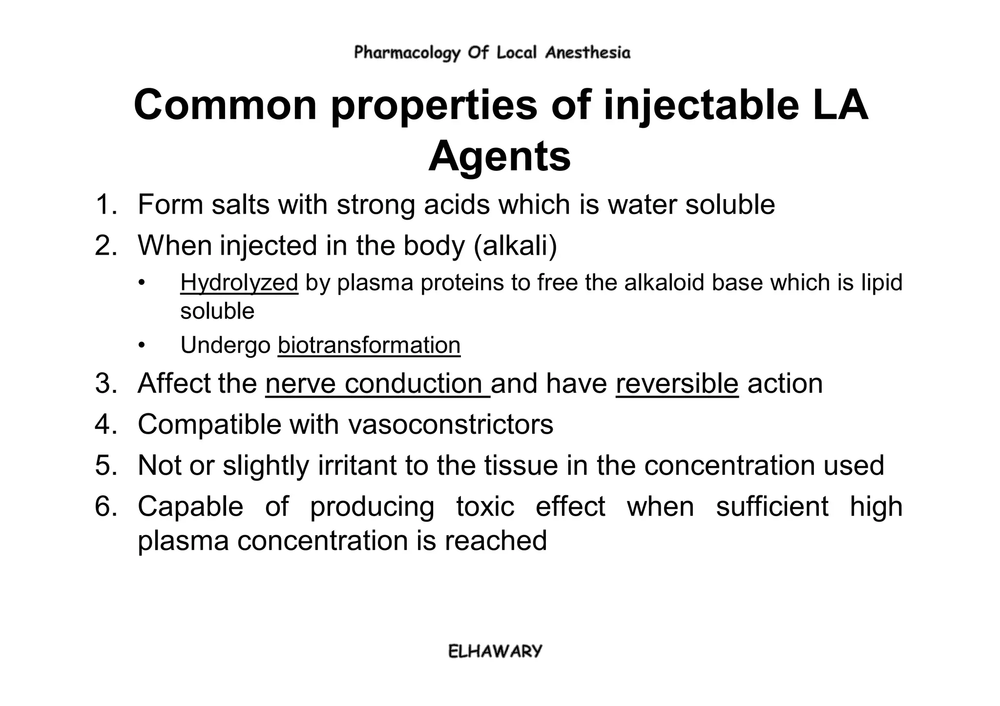 Contents of the dental carpule - Pharmacology of local anesthesia | PDF
