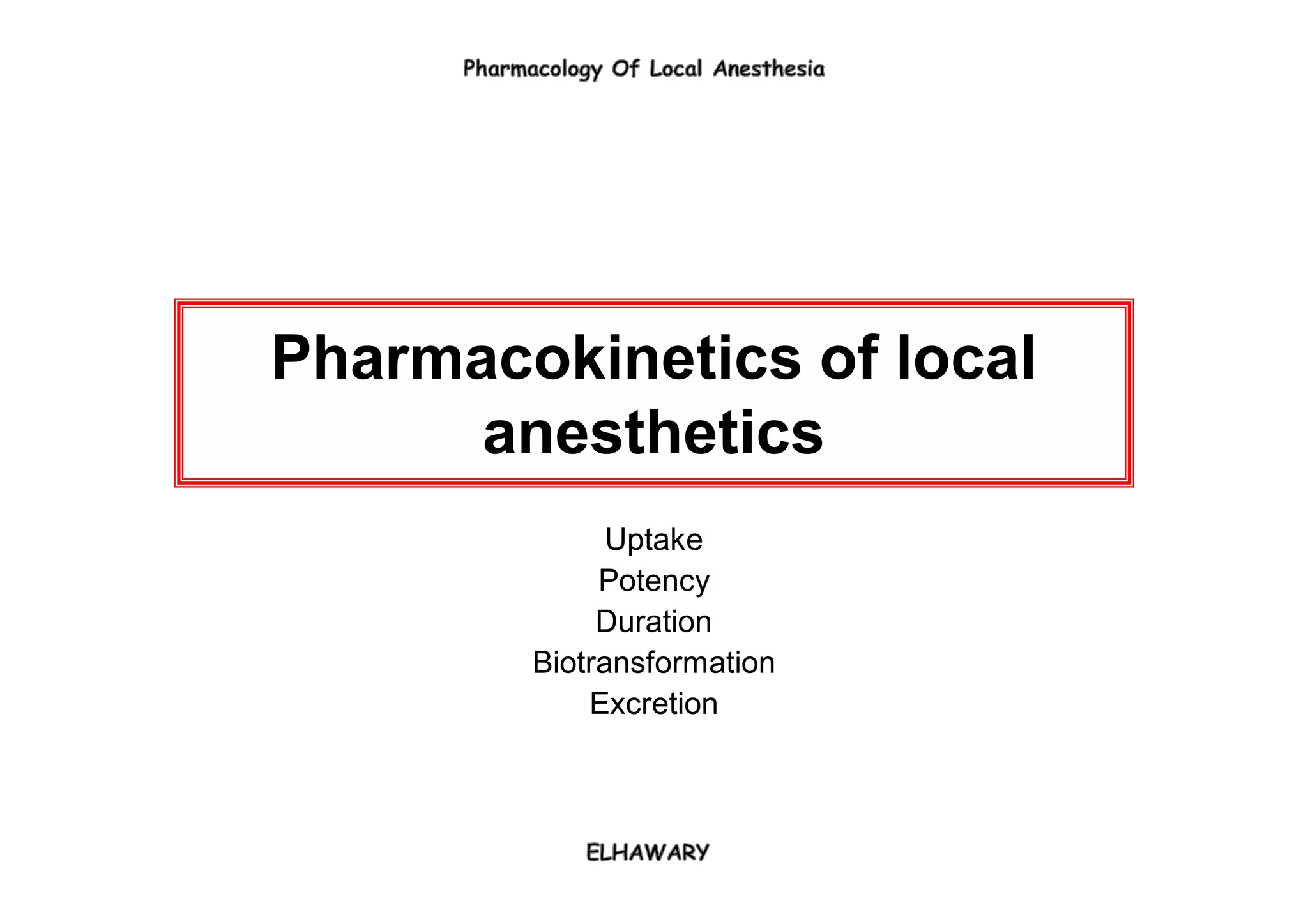 Contents of the dental carpule - Pharmacology of local anesthesia | PDF