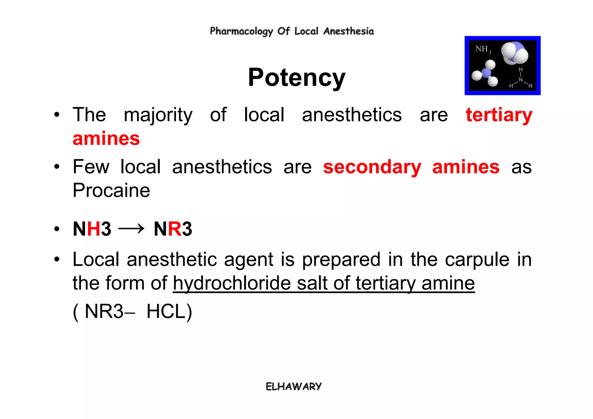 Contents of the dental carpule - Pharmacology of local anesthesia | PDF