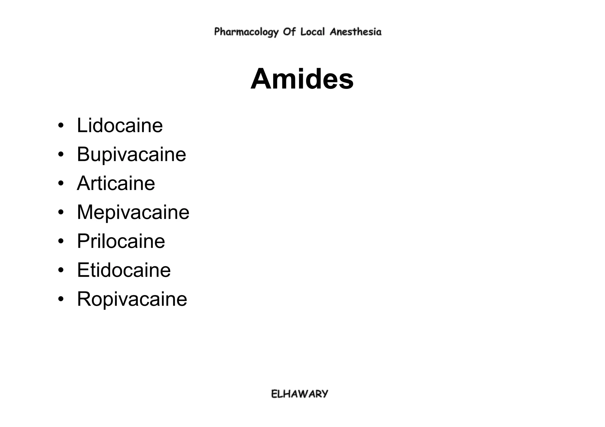 Contents of the dental carpule - Pharmacology of local anesthesia | PDF