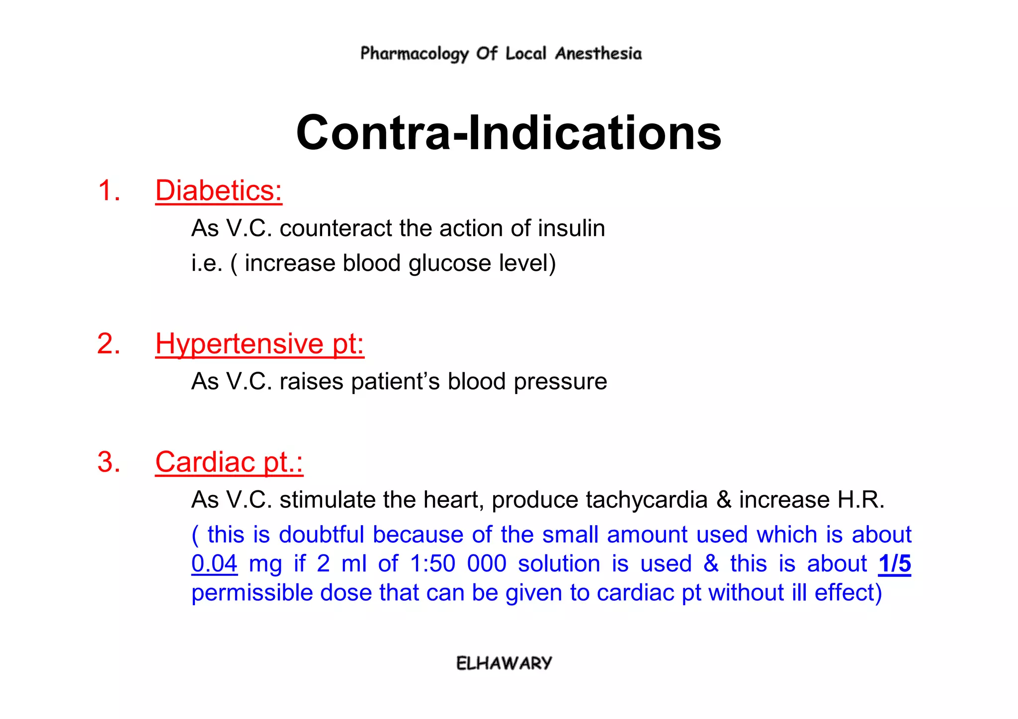 Contents of the dental carpule - Pharmacology of local anesthesia | PDF