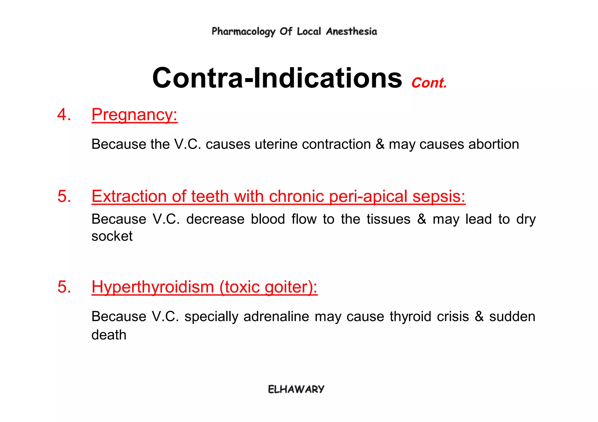 Contents of the dental carpule - Pharmacology of local anesthesia | PDF