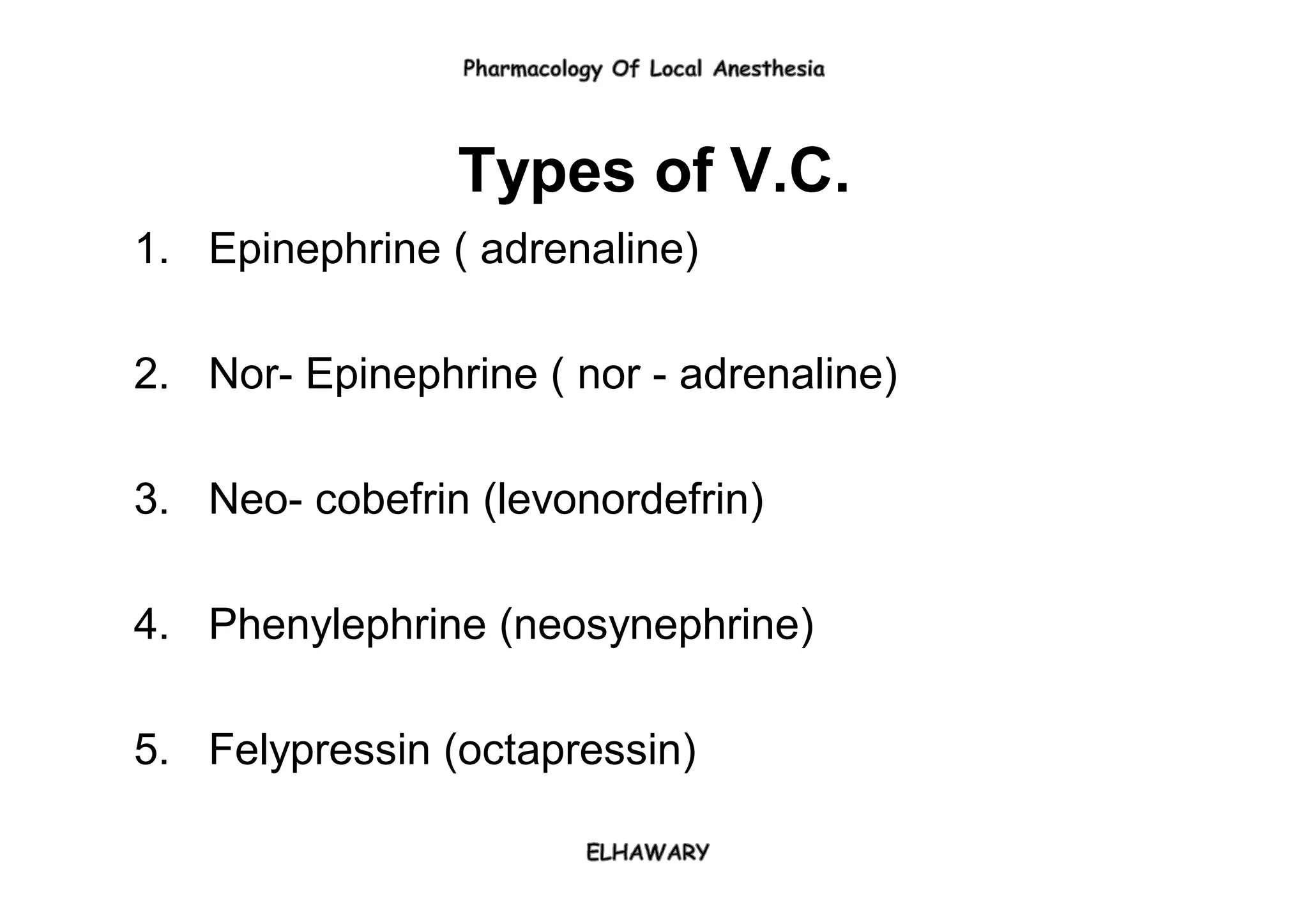Contents of the dental carpule - Pharmacology of local anesthesia | PDF