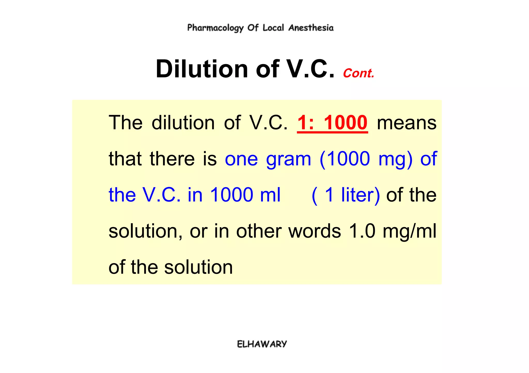 Contents of the dental carpule - Pharmacology of local anesthesia | PDF