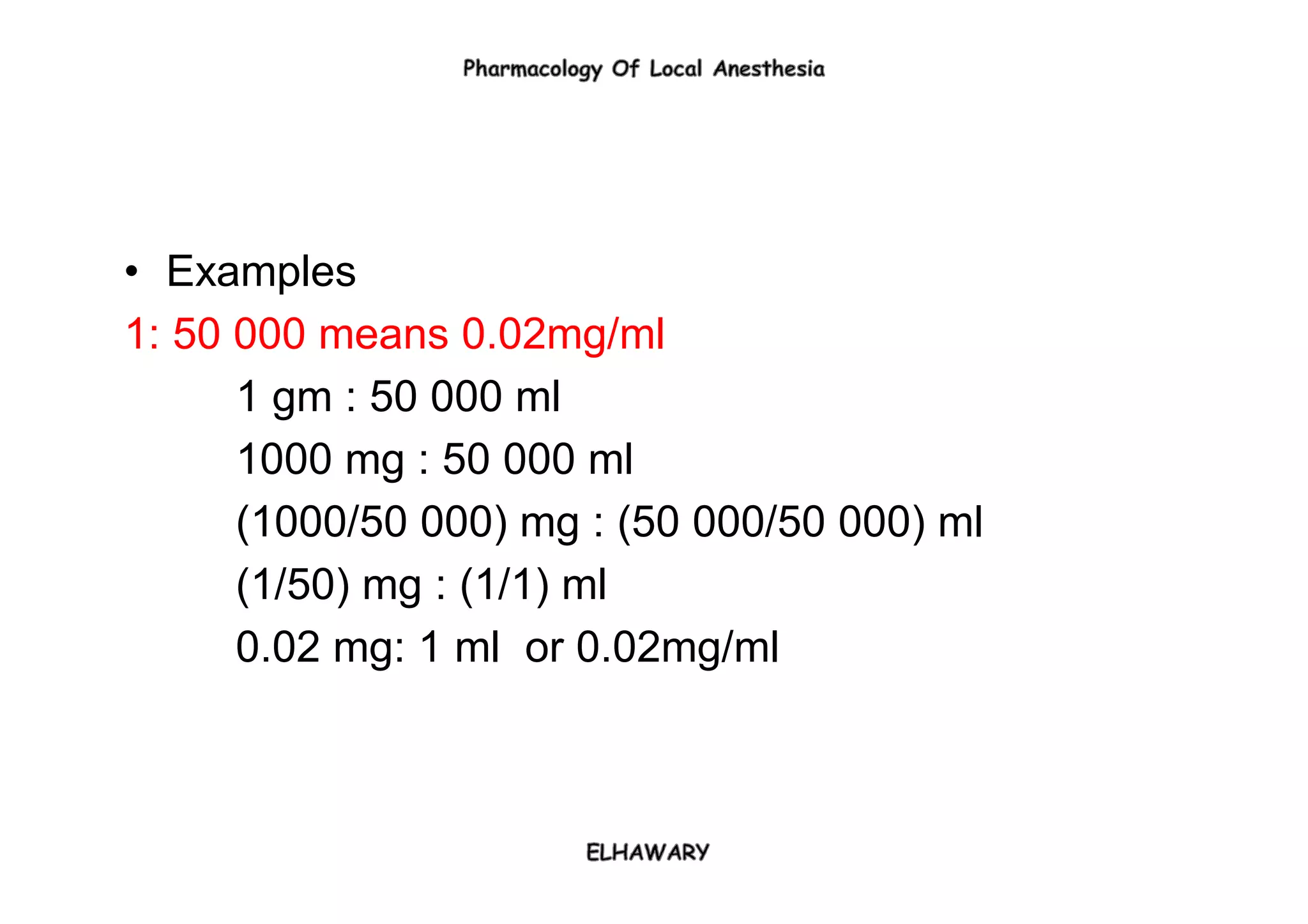 Contents of the dental carpule - Pharmacology of local anesthesia | PDF