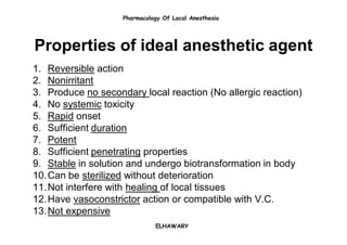Contents of the dental carpule - Pharmacology of local anesthesia | PDF