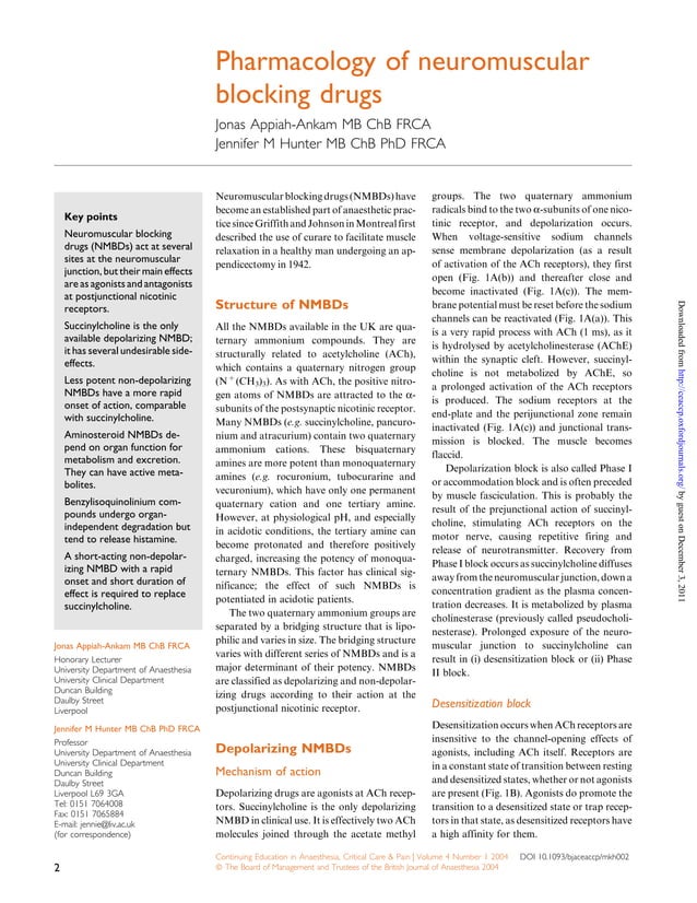 Pharmacology of neuromuscular_blocking_drugs excellent | PDF