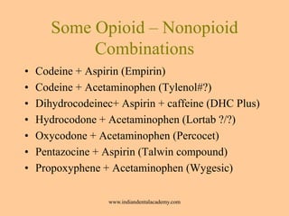 Pharmacology of pain medications /certified fixed orthodontic courses ...