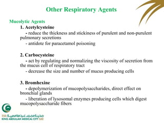 Pharmacology of Respiratory Diseases | PPT
