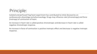 Pharmacology effect of drugs on isolated perfused frog's heart | PPTX