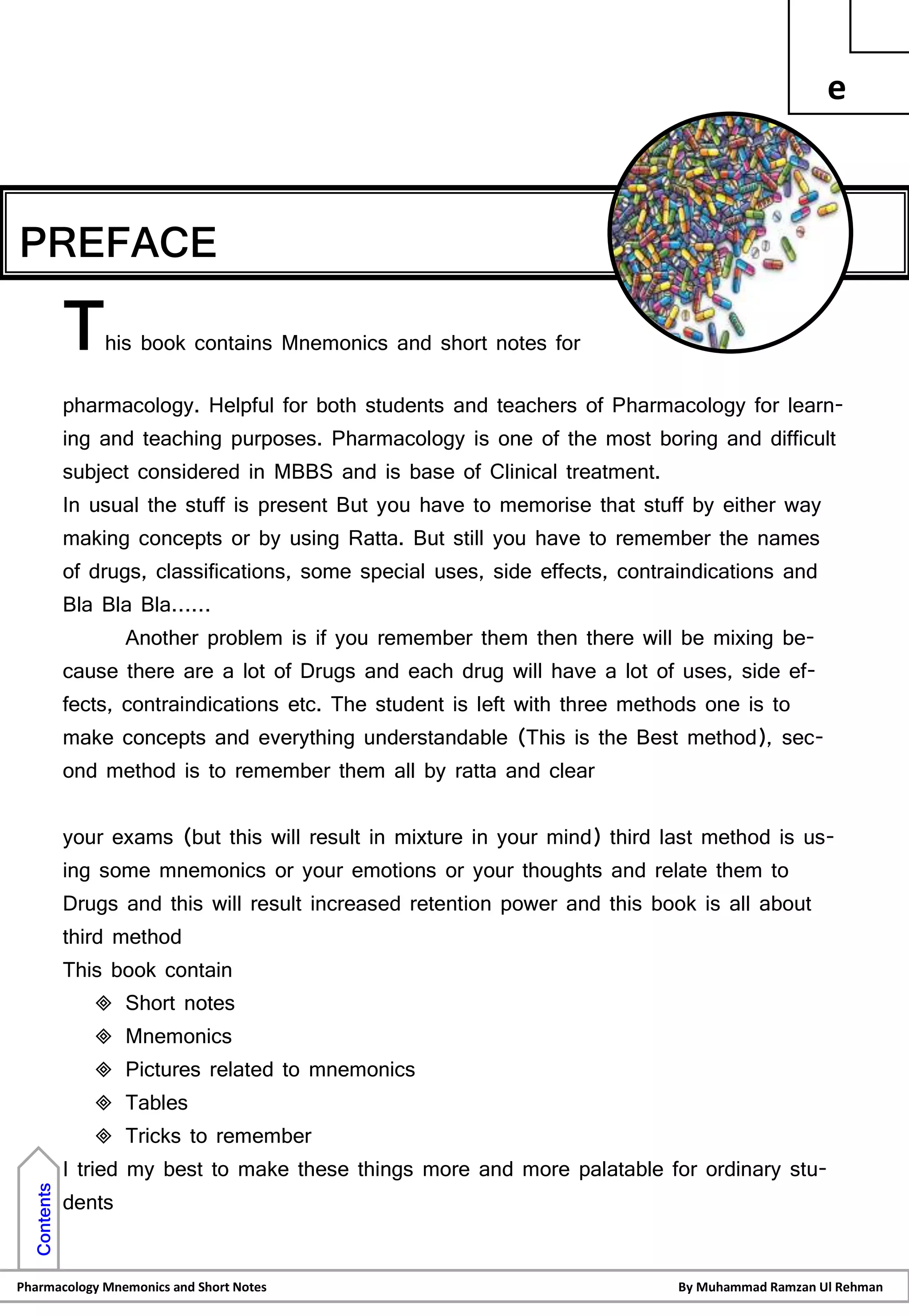 Pharmacology Short Notes and Mnemonics By Muhammad Ramzan Ul Rehmaan ...