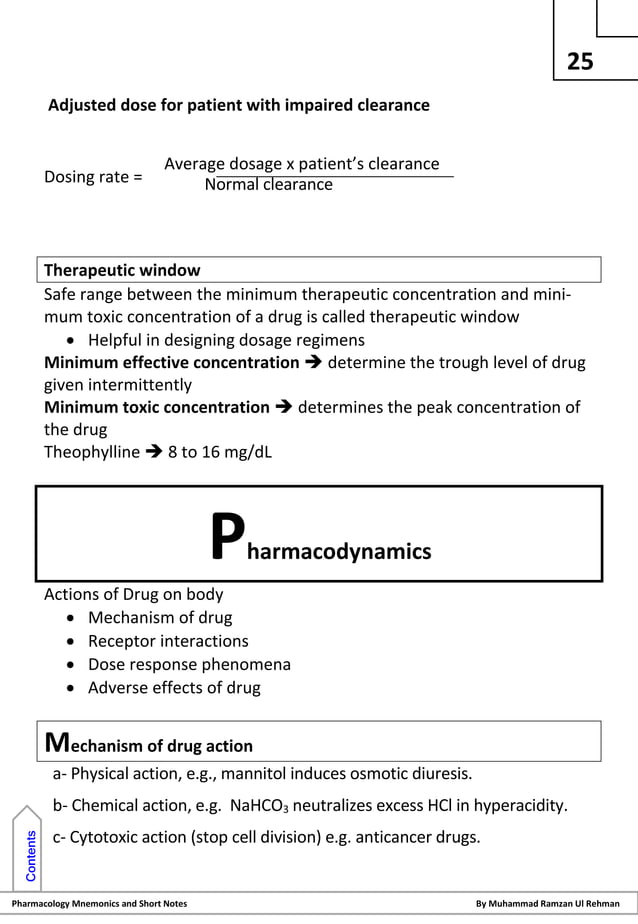Pharmacology Short Notes and Mnemonics By Muhammad Ramzan Ul Rehmaan ...