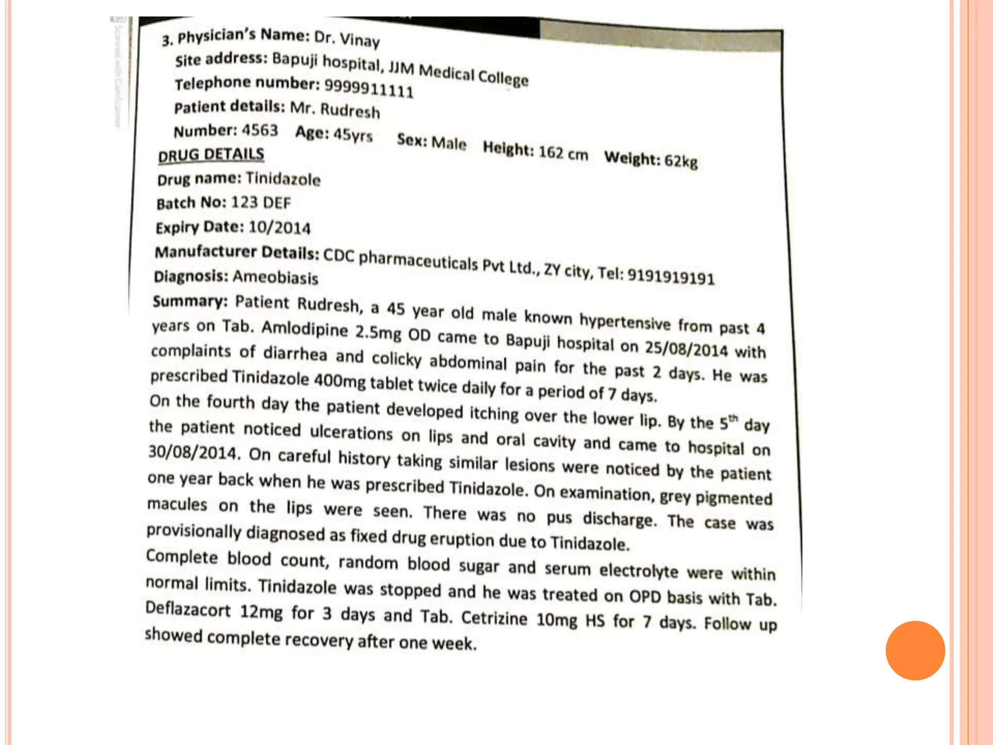 ADR Reporting Exercises for Undergraduate studentsPharmacolvigilance practs.pptx