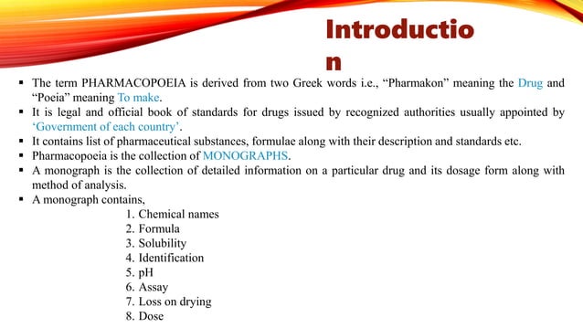 Indian Pharmacopoeia, BP, USP and Extra Pharmacopoeias | PPTX ...